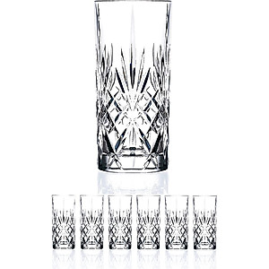 Set of 6 CRYSTAL HIGHBALL Durable Drinking glasses Limited Edition Glassware Drinkware Cups/coolers (11oz)