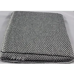 Handicraft Mart Himalayan Cashmere Throw,Natural Cashmere Blanket 54" x 108",Hand Made in Nepal (Black)