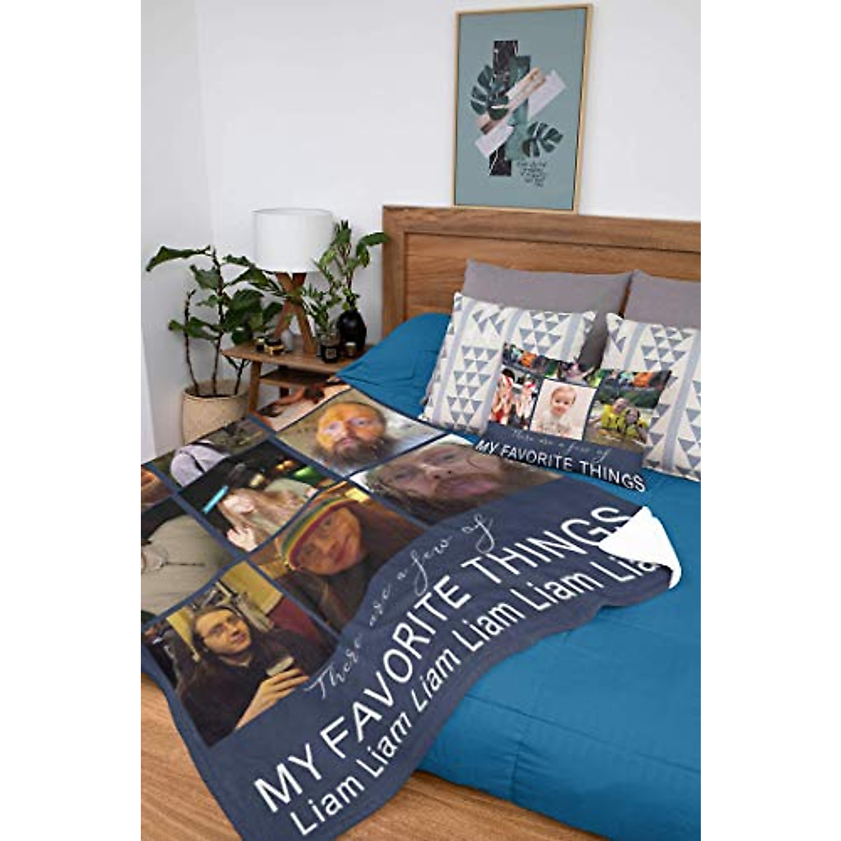 Personalized Name Blanket for Grandma, Custom Blanket with Name and Photo Collages, Throw Blanket Adult Baby Fleece Unique, Gift for Daughter, Son, Couples Anniversary, Blankets for Family Birthday