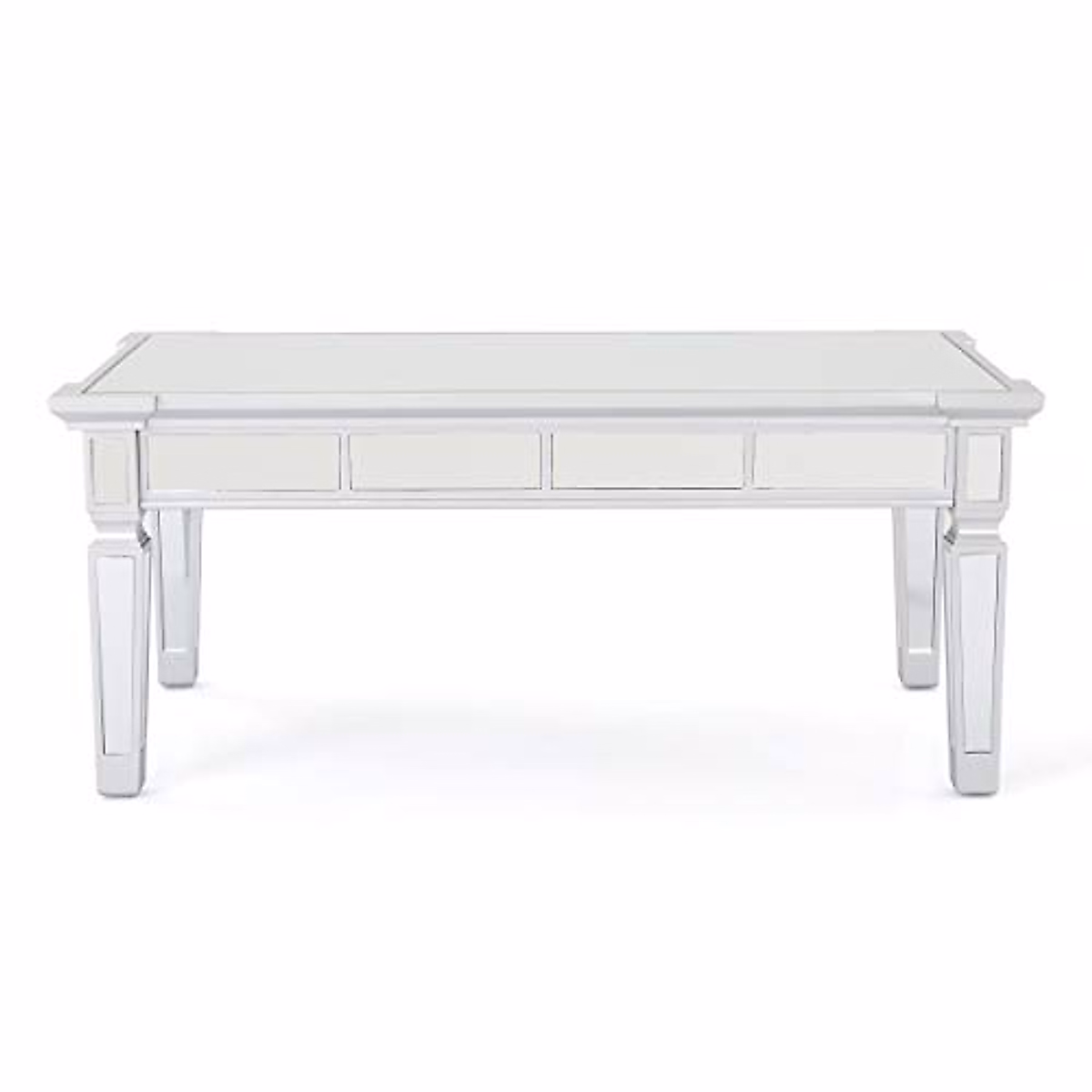 Christopher Knight Home Solanna Mirror Finished Faux Wood Coffee Table, Clear / Mirror White, 23 in x 42.15 in x 18.25 in