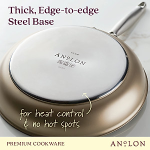 Anolon Ascend Hard Anodized Nonstick Frying Pan/Skillet - Good for All Stovetops (Gas, Glass Top, Electric & Induction), Dishwasher & Oven Safe with Stainless Steel Handle, 12 Inch - Bronze