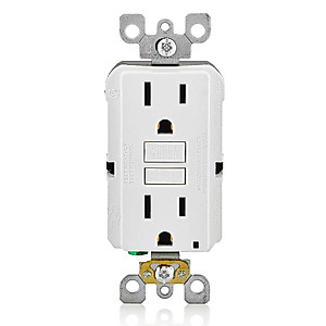 Leviton GFNT1-W Self-Test SmartlockPro Slim GFCI Non-Tamper-Resistant Receptacle with LED Indicator, Wallplate Included, 15-Amp, White
