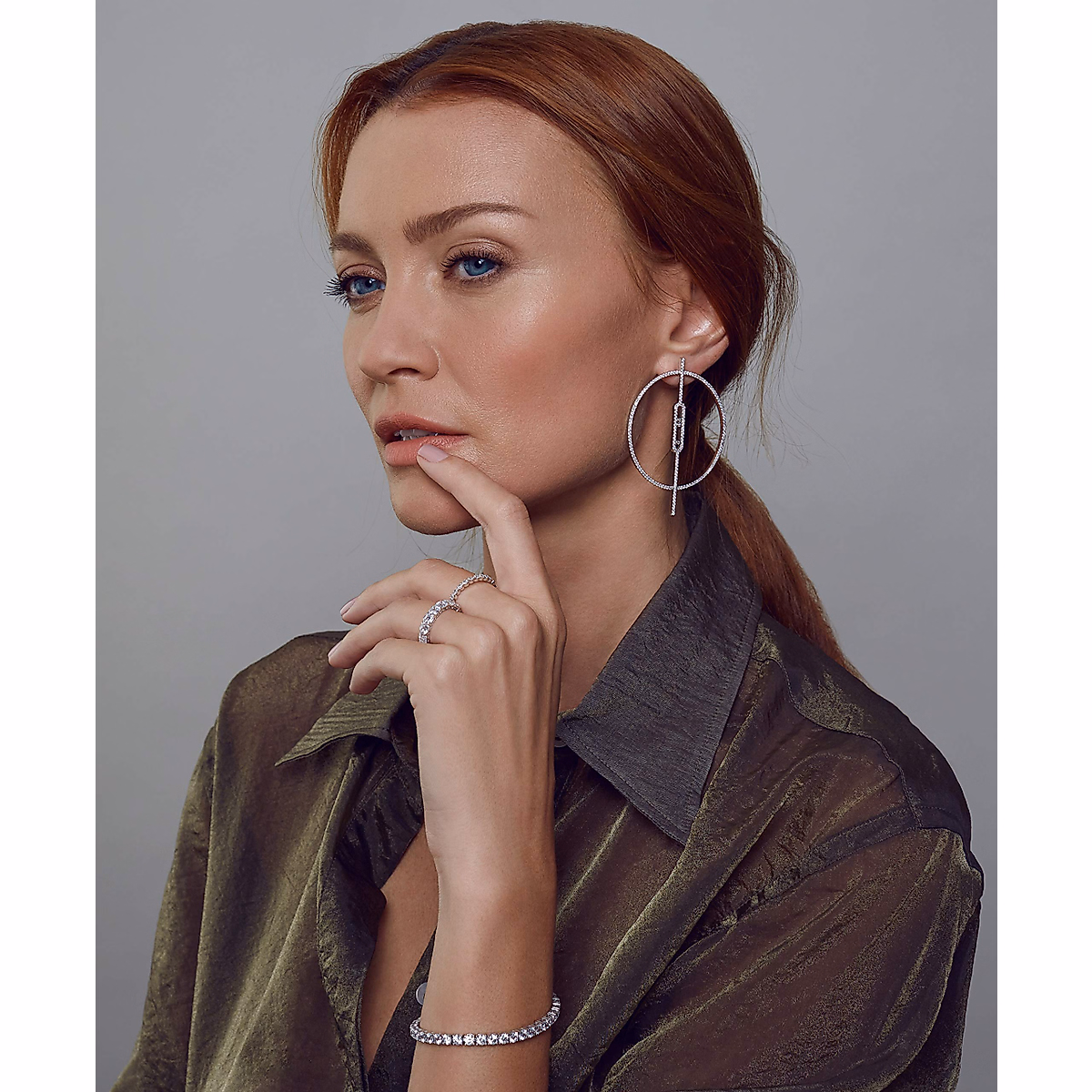 KIERA Rhodium Clad Sterling Silver 4mm Asscher Cut Cubic Zirconia Eternity Ring, Size 8