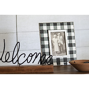Foreside Home & Garden White Buffalo Plaid 4x6 Inch Wood Decorative Picture Frame