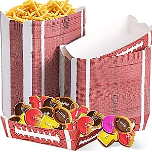200 Pcs Football Party Supplies 2 lb Football Paper Food Trays Nacho Trays Disposable Serving Trays Football Paper Party Snack Bowls for Football Sports Event Birthday Party Decorations
