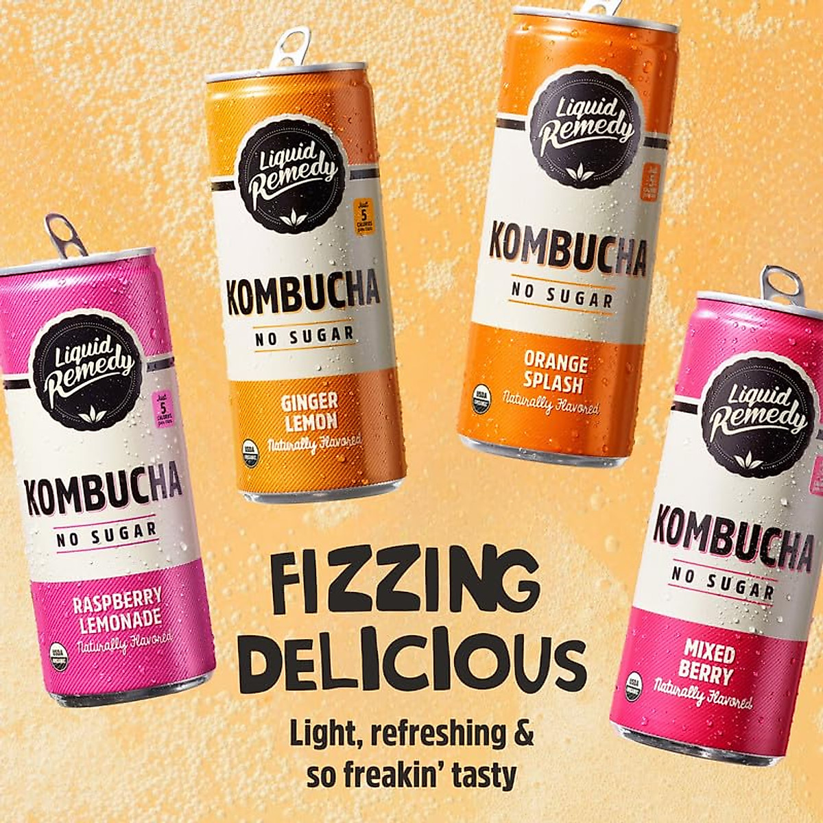 Remedy Kombucha Tea Organic Drink - Sugar Free, Keto, Vegan & Gluten Free - Sparkling Live Cultured, Long-Age Brewed Beverage - 4 Flavor Variety Pack - 8.5 Fl Oz Can, 24-Pack
