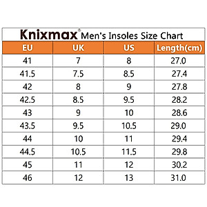 Knixmax Memory Foam Insoles for Men Women, Super Soft Shoe Inserts for Sneakers Slippers Boots Liners Replacement Inner Soles, Cushioned Flat Shoe Pads Black EU 43