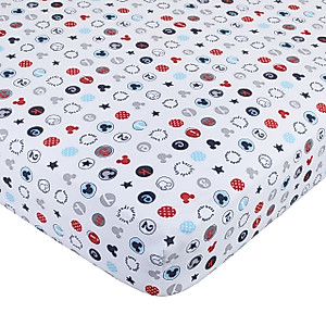 Disney Amazing Mickey Mouse 3 Piece Nursery Crib Bedding Set, Grey, Navy, Red, Blue