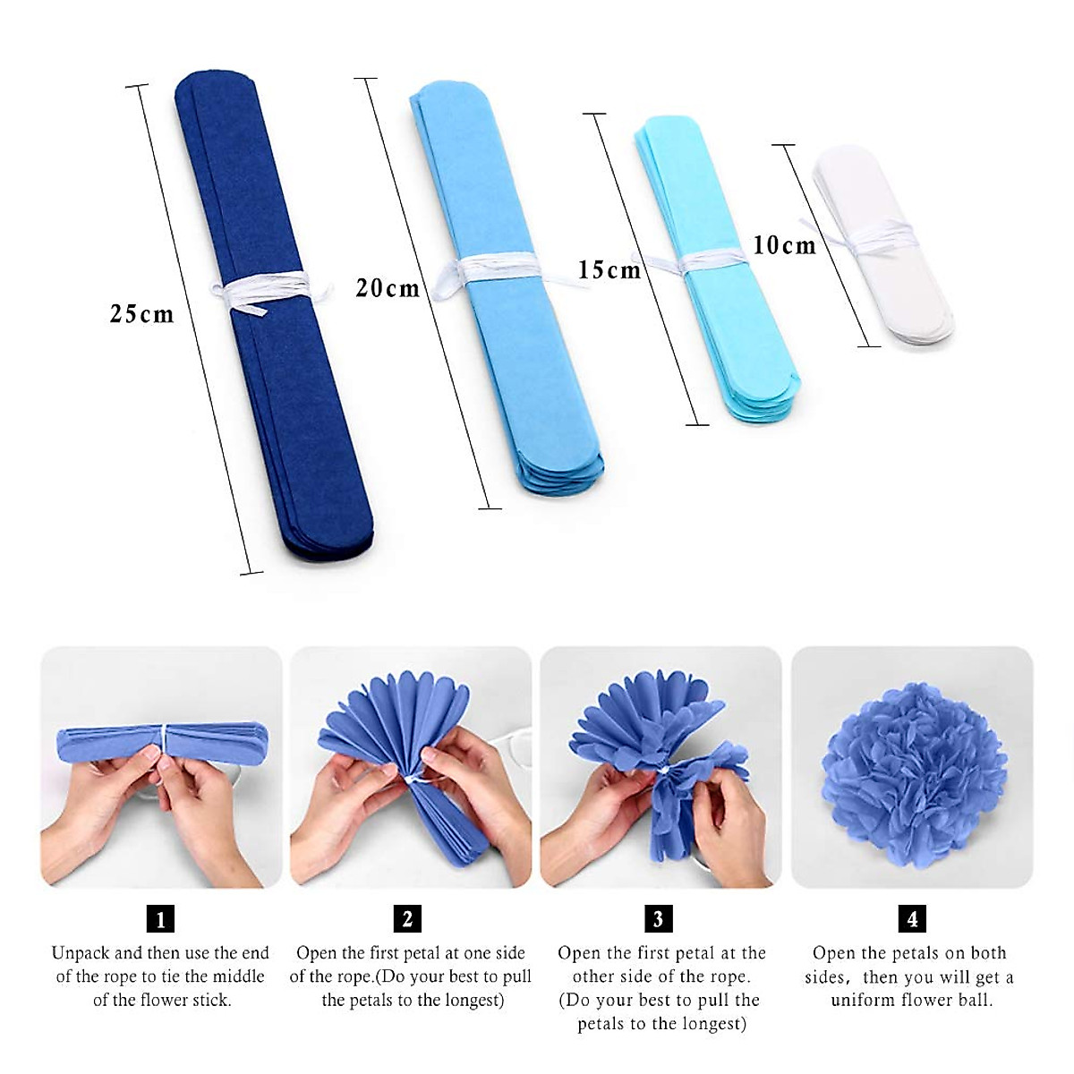 Binpeng Paper Pom Poms Hanging Paper Flower Ball Wedding Party Celebrations Decorations Outdoor Decoration Flowers Craft for Party Birthday party (BL-8PCS)