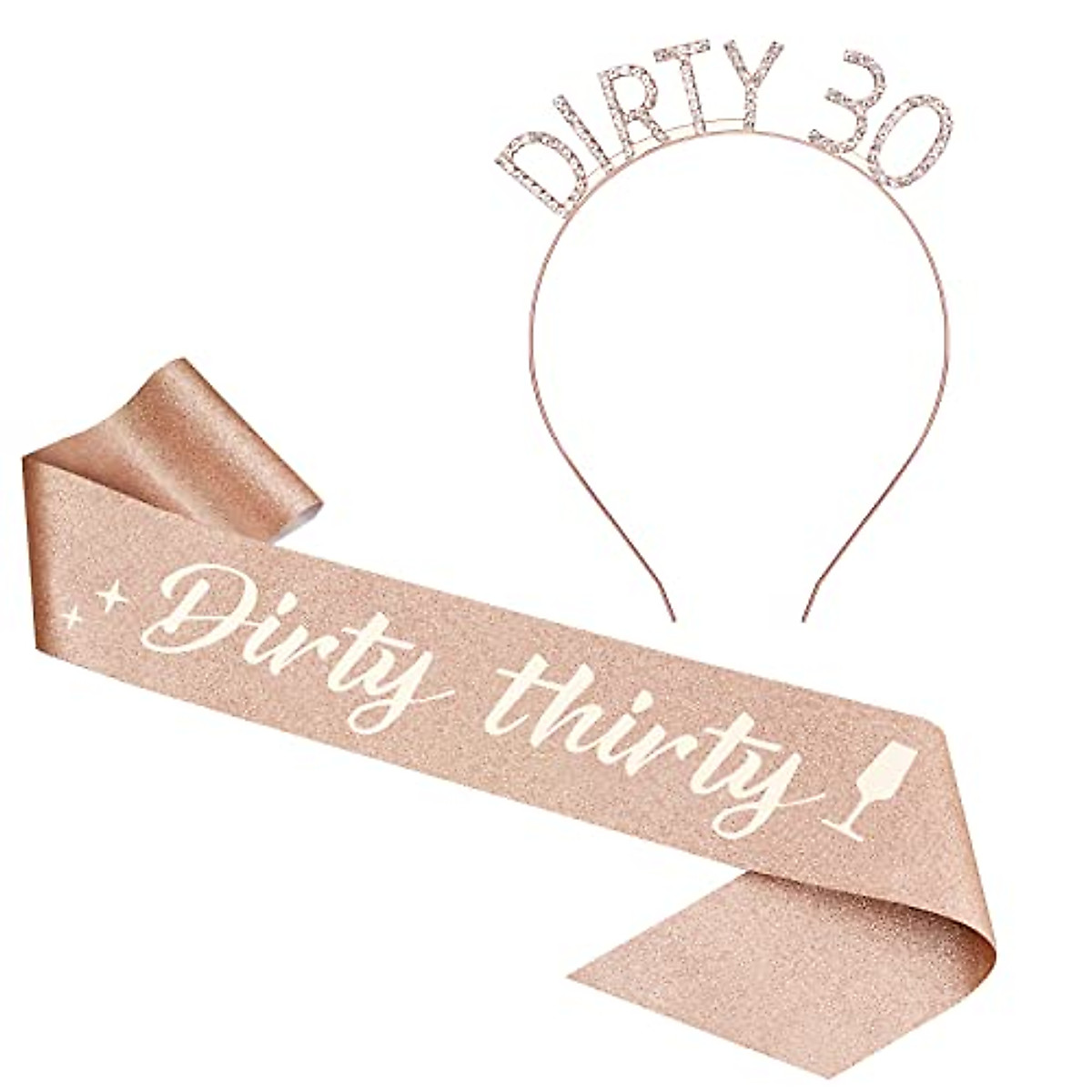 30th Birthday Decorations for Women, 30th Birthday Sash, Rhinestone Headband / Tiara, Candles, Cake Toppers and Daily Planner, Dirty 30 Birthday Decorations and 30th Birthday Gifts for Her