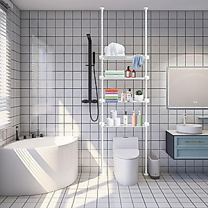 Starbover Over The Toilet Storage Shelf, 4-Tier Bathroom Organizers and Storage, Bathroom Space Saver with Adjustable Rack Metal, White