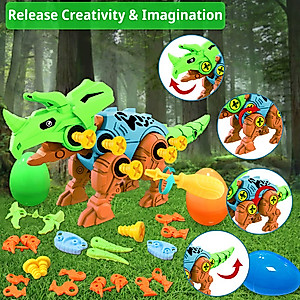 Easter Eggs Filled with Dinosaur Toys for Kids Boys Girls, 9 Pack Easter Basket Stuffers Fillers Prefilled with 4 PCS Take Apart Building Dino Toys 3 PCS Pull Back Cars 12PCS Mini Dino