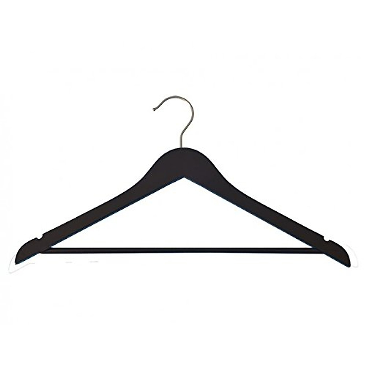 NAHANCO 20219WB Wooden Suit Hanger, 19", Low Gloss Black with Brushed Chrome Hardware (Pack of 100)