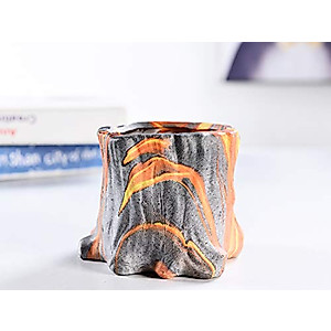 2CFUN Succulent Planter Pots Small Ceramic Flower Cactus Pots Set 4 Pack Tree Stump Succulent Pots with Drainage Bonsai Pots 4.33 Inch Gift for Home Decor Indoor Outdoor