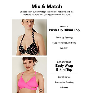 Victoria's Secret Pink V Crossover High Waisted Bikini Bottom, Swimsuit for Women, Moderate Coverage Bathing Suit Bottoms for Women, Pure Black Floral (S)