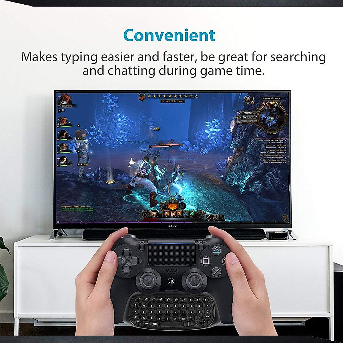 JIMAT Wireless Keypad Compatible for PS4 Keyboard PlayStation Slim Pro Controller ChatPad Input Text Search Chat | Built-in Speaker 3.5mm Jack