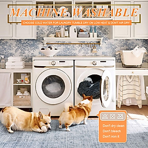 Calming Round Pet Bed for Medium Dogs - Donut Washable Medium Dog Bed, Anti-Slip Fluffy Plush Faux Fur Cat Bed, Fits up to 45 lbs Pets, 30" Grey