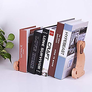 Book Ends - Decorative Puppy Dog Wooden Bookends for Kids, Book Ends for Shelves Office, 1 Pair Style 01