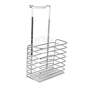 YBM HOME Multipurpose Over The Door Storage Basket Caddy - Works as a Kitchen Cabinet Organizer, Wine Holder, Bathroom Shower Caddy Tray, Storage Bags, Cleaning Supplies, 2-Pack Chrome 2217