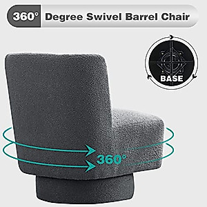 Dxacvkc Swivel Barrel Chair of 2 Comfy Round Accent Sofa Chair for Living Room, 360 Degree Swivel Club Chair with Pillow for Bedroom, Living Room, Office, Gray