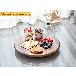 WLWNWFT 12 Inch Rotating Cake Turntable, Acacia Wood Cake Display Stand Cookie Turntable for Dessert Table Decorating Cupcake Stand Wedding Cake Stand Rustic …