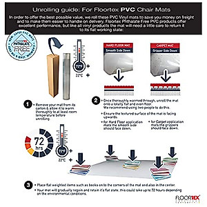 Floortex Chair Mat 48" x 60" for Low Pile Carpets, Clear, Model:FRPF1115225EV