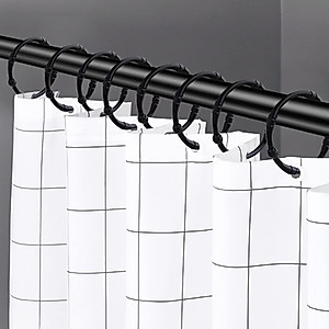 TCMAO Shower Curtain Hooks, Rustproof Decorative Shower Curtain Rings Metal Round Shower Hooks for Bathroom Shower Rod, 12 Pack (Black)