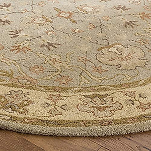 SAFAVIEH Antiquity Collection 6' Round Light Grey/Beige AT62A Handmade Traditional Oriental Premium Wool Area Rug