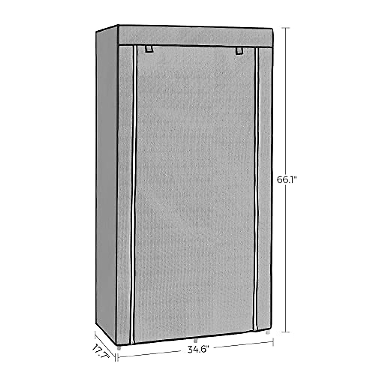 SONGMICS Portable Closet, Clothes Storage Organizer with 6 Shelves, 1 Clothes Hanging Rail, Non-Woven Fabric Closet, Metal Frame, Herringbone Pattern, 34.6 x 17.7 x 66.1 Inches, Grey URYG084G22