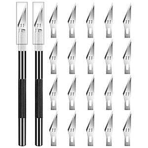 DIYSELF 2 Pack Exacto Knife for Crafting, Art, Hobby Knife for Fondant, Craft Knife Exacto, Precision Knife for Crafts, Leather, Art Knife Set, Exacting Knife Set with Extra 20 Blades #11(Black)