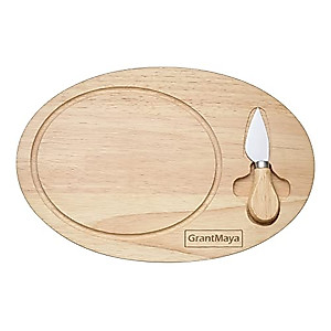11.8 x 7.8'' Cheese Board Rubberwood Cutting Chopping Board with Juice Groove knife for Meat Vegetables Fruits Cheese Kitchen Camping Housewarming Christmas Thanksgiving Anniversary Birthday Party