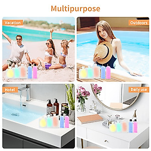 Clear Plastic Empty Squeeze Bottles 5 Pack 3.4oz/100ml Travel Bottles and 3 PCS Refillable Empty Squeeze Pouch TSA Approved Refillable Travel Pouches for Shampoo Conditioner Cosmetics with Lables