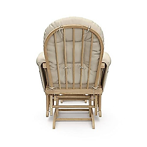 Storkcraft Premium Hoop Glider and Ottoman (Natural/Beige) – Padded Cushions with Storage Pocket, Smooth Rocking Motion, Easy to Assemble, Solid Hardwood Base