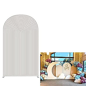 ittsmnt Arch Fabric Backdrop Covers Wedding Ripples White Color Arched 4X7ft Panel Cover Stretchy Decor Banner for Birthday Banquet Parties Bridal Shower