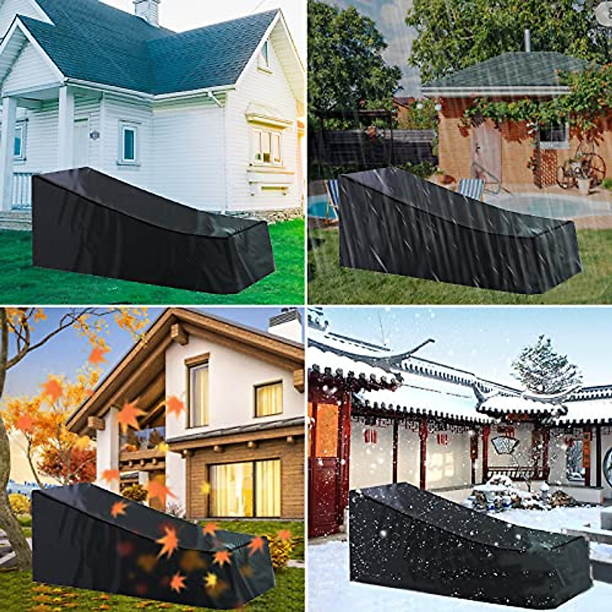 SHEUIMUIYA Waterproof Patio Lounge Chair Cover Heavy Duty Outdoor Chaise Chaise Lounge Covers Chair Covers Patio Furniture Covers Waterproof (L)