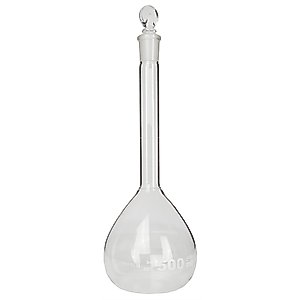 GSC International FVGGS500 Glass Gsc Volumetric Flask, 500 mL, with Ground Glass Stopper, 16.907 fl. oz. Capacity