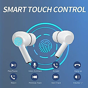 Wireless Earbuds Bluetooth Earbuds 60H Playtime LED Power Display Charging Case Bluetooth 5.3 Headphone with Noise Cancellation Mic, Stereo Sound, IPX5 Ear Buds for iPhone/Samsung/Android/iOS,White