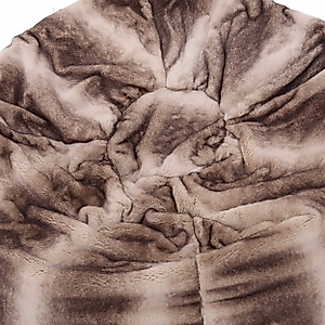 Christopher Knight Home Heavy Metal Inc Meridian Bean Bag Plush Faux Fur Chair | Comfortable and Fun Beanbag for The Whole Family| Non-Spill Memory Foam Filling (Oak Brown Stripes), Small