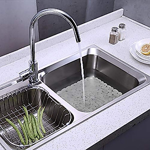 Qulable kitchen Sink Mat For stainless steel/ceramic sinks. Clear PVC Eco-friendly Sink Mat, adjustable, fast draining, pebble design, (2 pack， Clear)