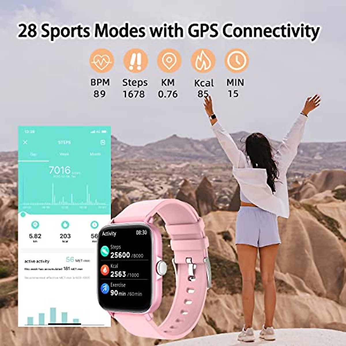 DXPICR [2 Watches] Smart Watch(Call Receive/Dial), Full Touch Screen SmartWatch for Android and iOS Phones Compatible Fitness Tracker with Heart Rate,Sleep,Blood Oxygen,Step Counter
