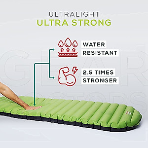 Gear Doctors Ultralight 17oz Apollo-Air Sleeping pad + Teal Anti Slip Camping Pillow Duo, 5.2 R-Value 4 Season Air Mattress with Ergonomic Ultralight Pillow The Size of A Soda Can