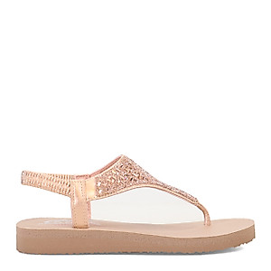 Skechers Women's Meditation-Sweet Rock Flip-Flop, Rose Gold, 8