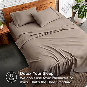 Bare Home Queen Sheet Set - Luxury 1800 Ultra-Soft Microfiber Queen Bed Sheets - Double Brushed - Deep Pockets - Easy Fit - 4 Piece Set - Bedding Sheets & Pillowcases (Queen, Taupe)
