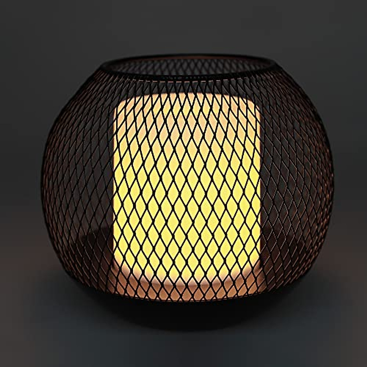 Navaris Outdoor Solar Candles (Set of 2) - LED Candle Lights with Holders - Lantern Lighting with Black Metal Mesh Holder - for Table, Patio, Garden