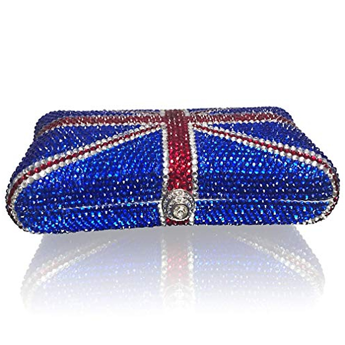 Marc Defang British Union Jack Crystal Handmade Couture Clutch (Large Rectangle)