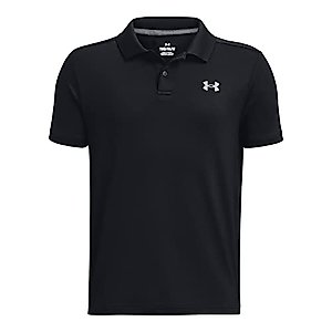 Under Armour Boys' Standard Performance Polo, (001) Black / / Pitch Gray, Youth Medium