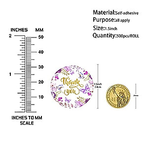 POILKMNI 500PCS Butterfly Stickers Floral Butterfly Thank You Stickers Round Labels Butterfly Decor for Girls Baby Shower Wedding Bridal Shower Birthday Party Favors (1.5 Inch)