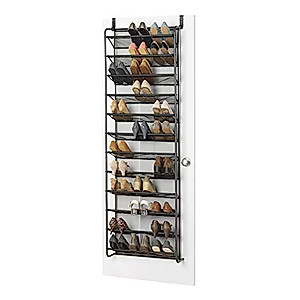 Whitmor 36 Pair Over The Door Shoe Rack, Gun Metal Gray