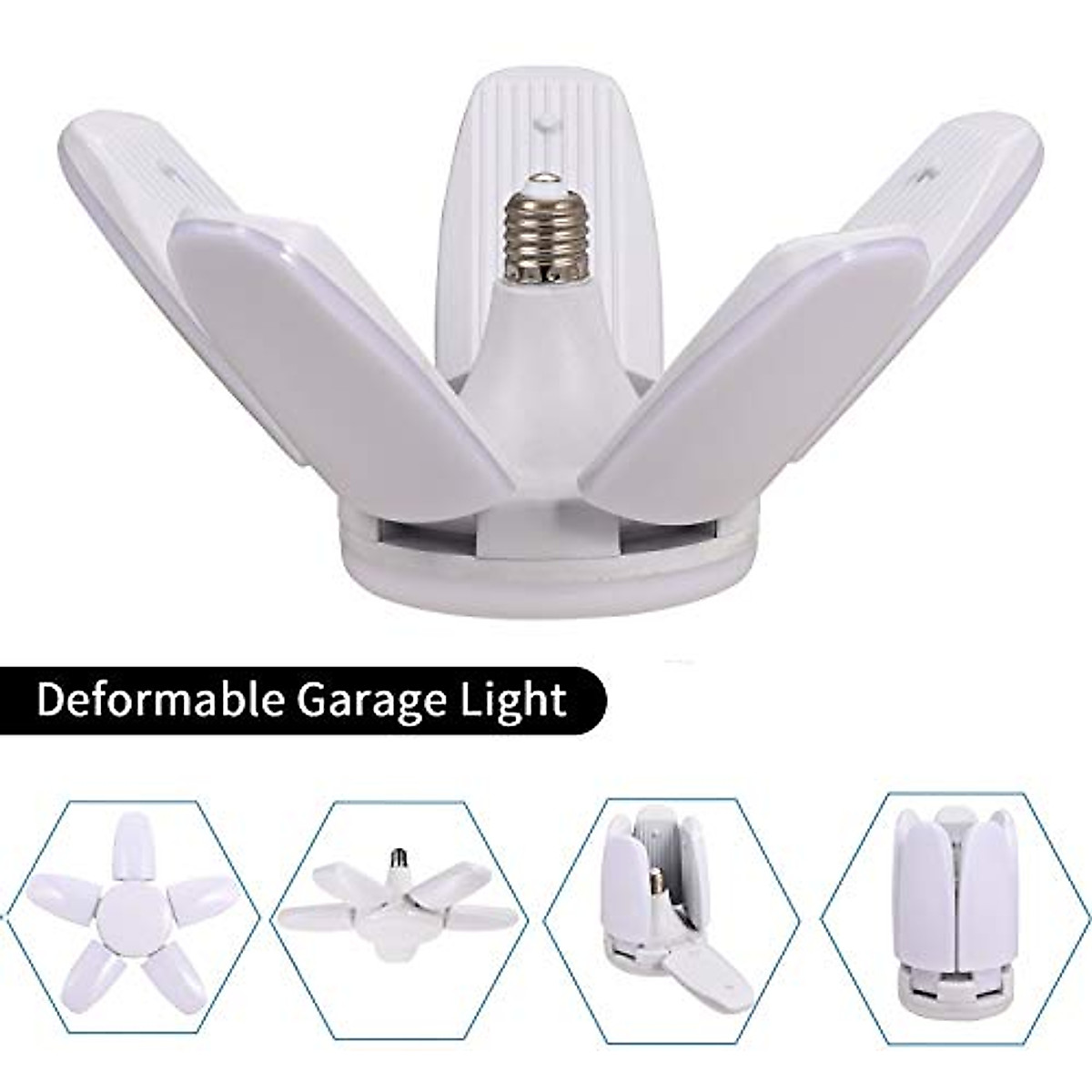 Maxziller LED Garage Lights,100W Deformable Led Garage Ceiling Lighting 11000LM E26/E27 Daylight 6000K Super Bright Garage Light Adjustable Garage Light for Garage,Workbench,Barn,Warehouse