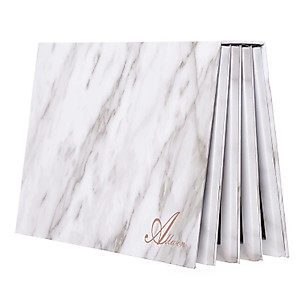 Allwon 4-Layer Book Shaped Marble Magnetic Palette Large Empty Makeup Palette Storage Box for Eyeshadow Lipstick Blush Powder (White)